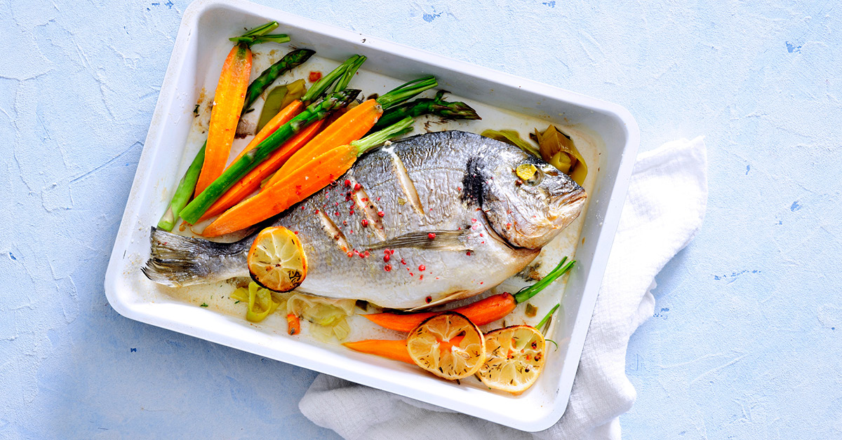Pageot au four et ses légumes croquants